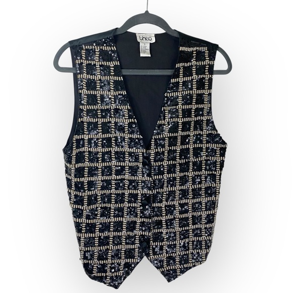 Theo | Tops | Vintage Theo Black And White Beaded Sequin Womens ...
